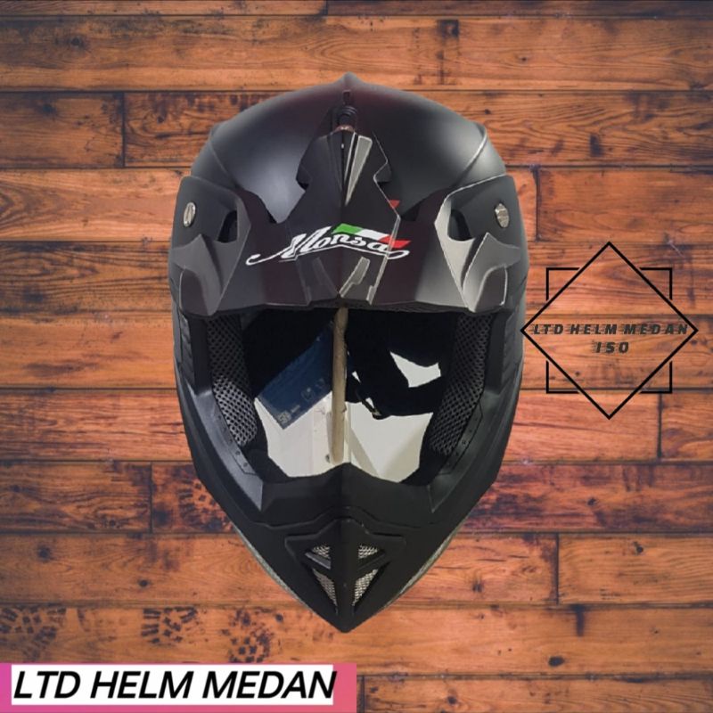 Jual HELM MONSA CROSS HITAM DOF ORIGINAL | Shopee Indonesia