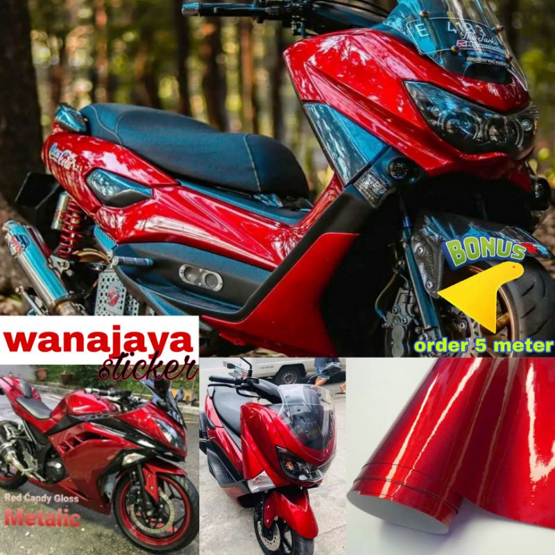 Jual Sticker skotlet motor merah metalik candy / stiker skotlet motor ...