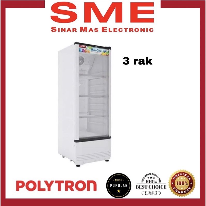 Jual Showcase / Lemari Pendingin Minuman POLYTRON 3 RAK 200/180L NO ...