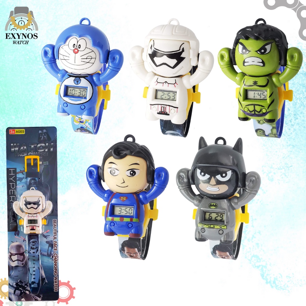 Jual JAM TANGAN DIGITAL ANAK COWOK MAINAN KEPALA PUTAR KARAKTER BATMAN ...