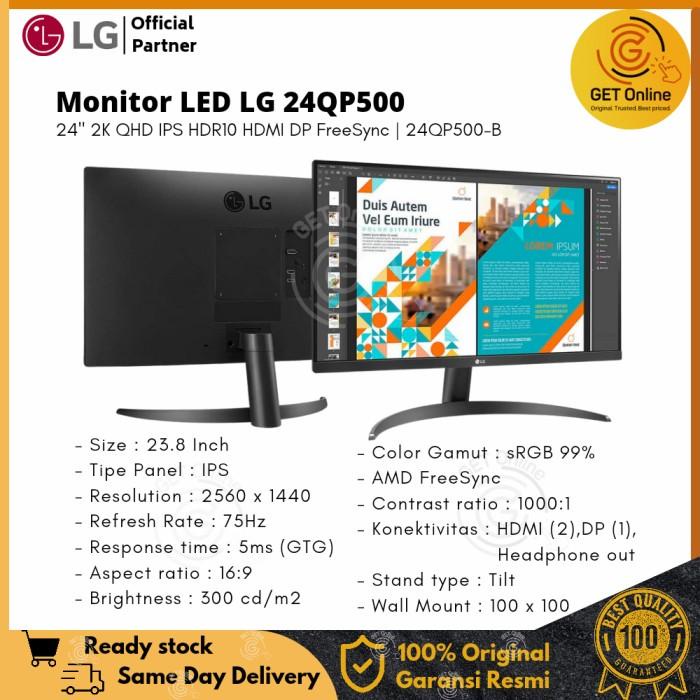 Jual Monitor LED LG 24 Inch 24QP500 IPS QHD FreeSync HDMI DP HDR10 ...