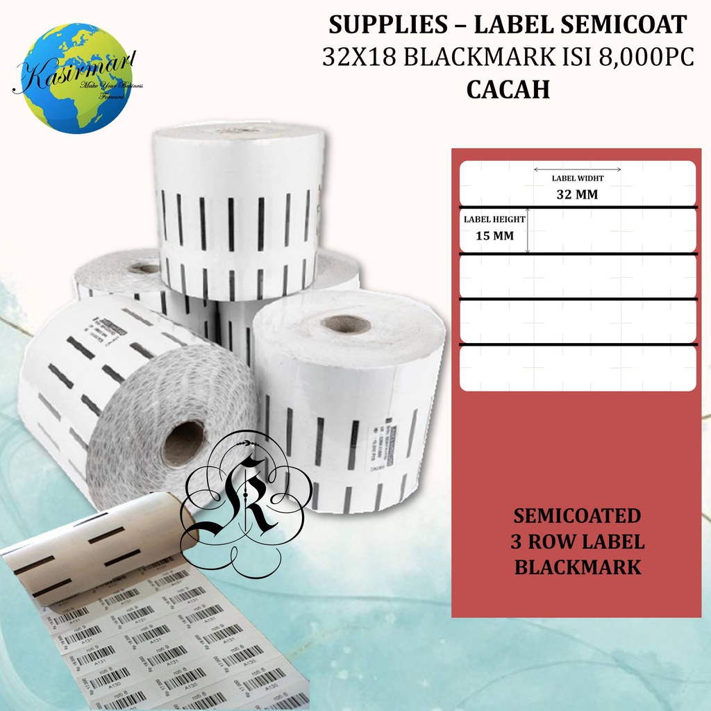 Jual Semicoat 32x18 Blackmark isi 8000 Cacah Core 1" Label Barcode ...