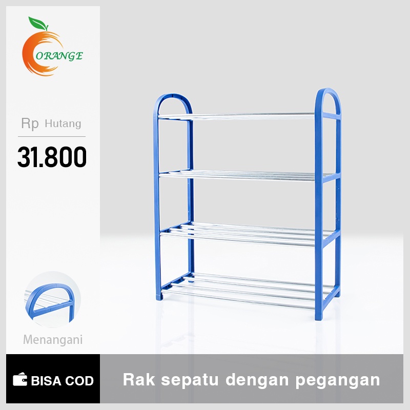 Jual Orange Rak sepatu 4 susun stainless Rak Portable Tempat Sendal ...