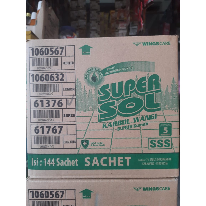 Jual Super Sol Karbol Wangi 1 DUS Kartonan / Super sol 1 dus 144 sachet ...