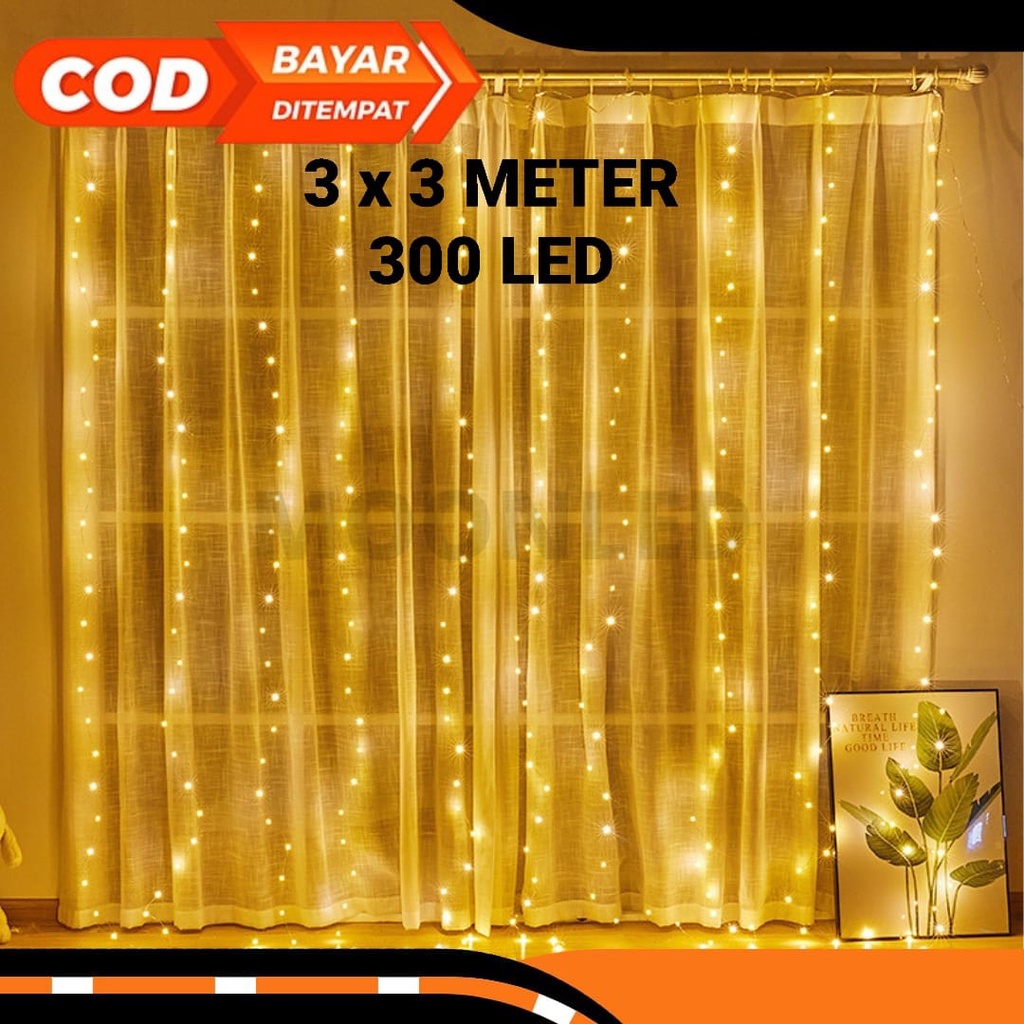 Jual Lampu Tumblr Led Tirai Gorden 3 x 3 Meter 300 Mata Backdrop ...