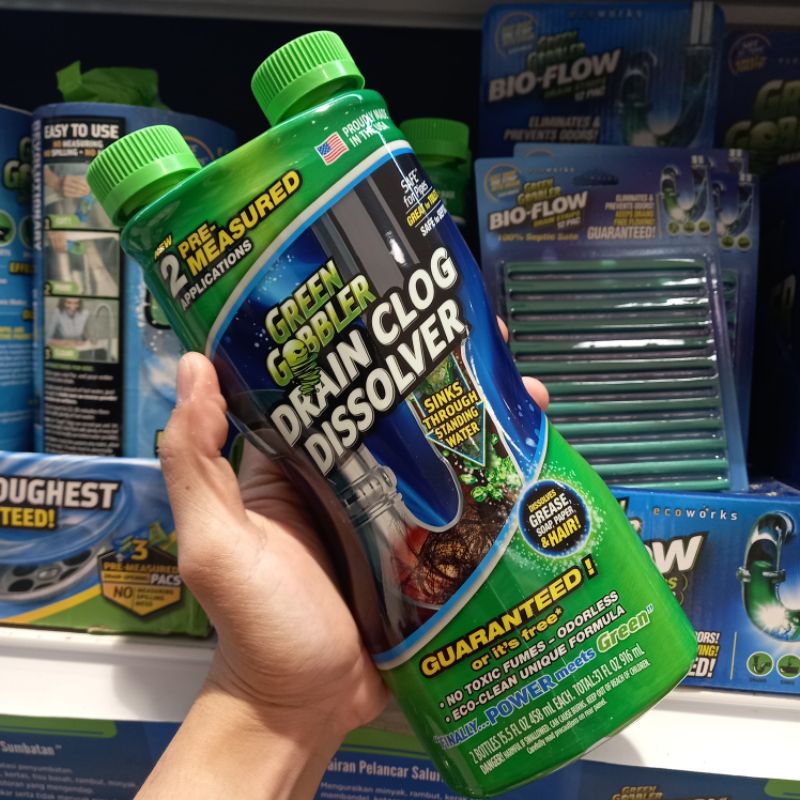 Jual Green gobbler drain clog dissolver pembersih saluran air 916 ml ...