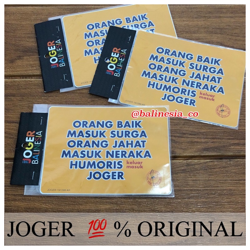 Jual STIKER JOGER - ASLI 100% ORIGINAL - LUCU LUCU KAYAK KAMU | Shopee ...