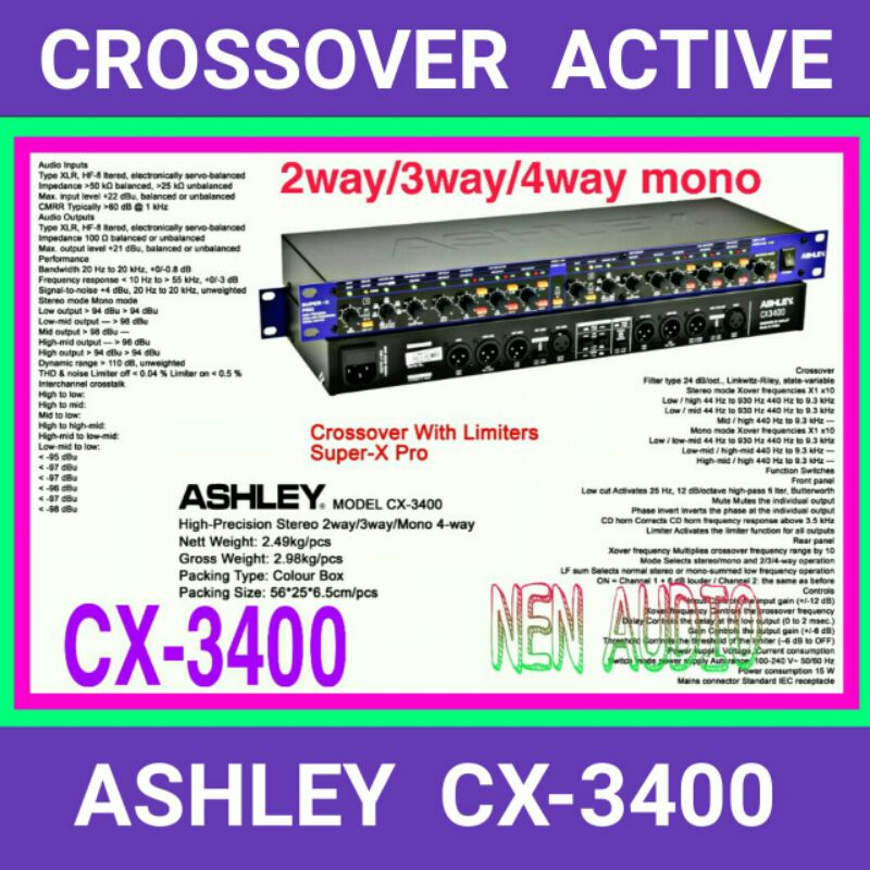 Jual Crossover active ashley cx3400 original crosover aktif ashley 2way ...