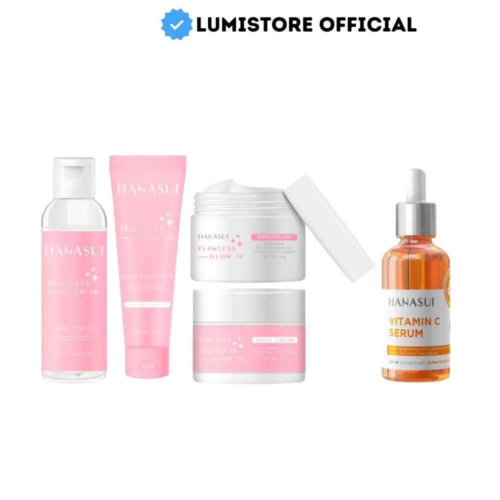 Jual Skincare Paket Glowing Hanasui Flawless Glow / Ecer Cream siang ...