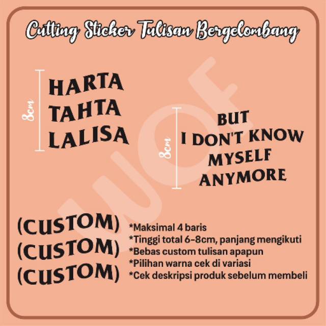 Jual CUTTING STICKER TULISAN BERGELOMBANG CUSTOM / HARTA TAHTA / AMPUN ...