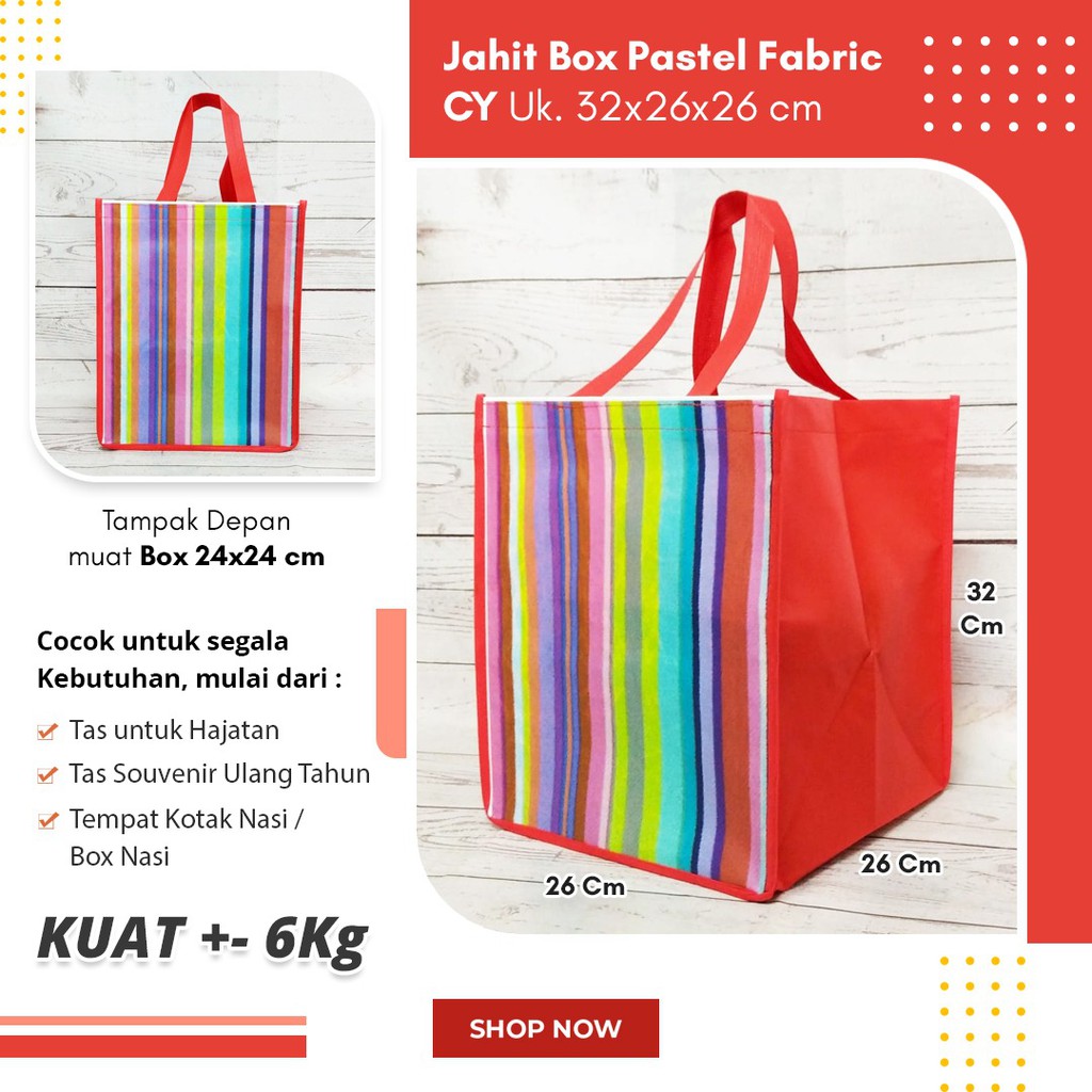 Jual Goodie bag hajatan box nasi 26x26 | kotak tas nasi kotak | tas hajatan kotak nasi spunbond ...