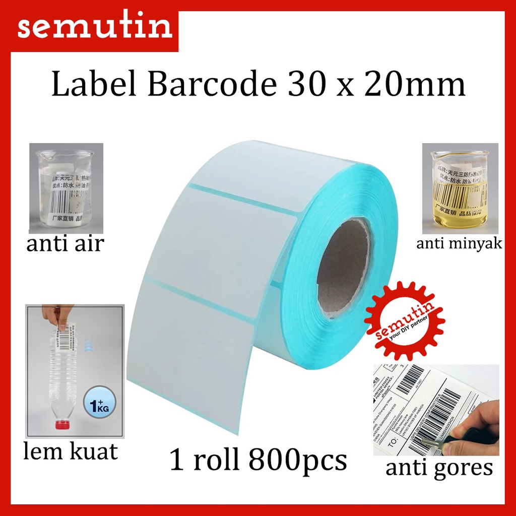 Jual Kertas Thermal Label Barcode 30 x 20 mm / Sticker Termal Printer ...
