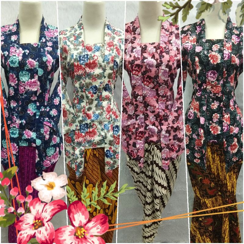 Jual Atasan Kebaya Kutubaru Bunga • Nenek • Mbok Jamu • Jadul Motif ...