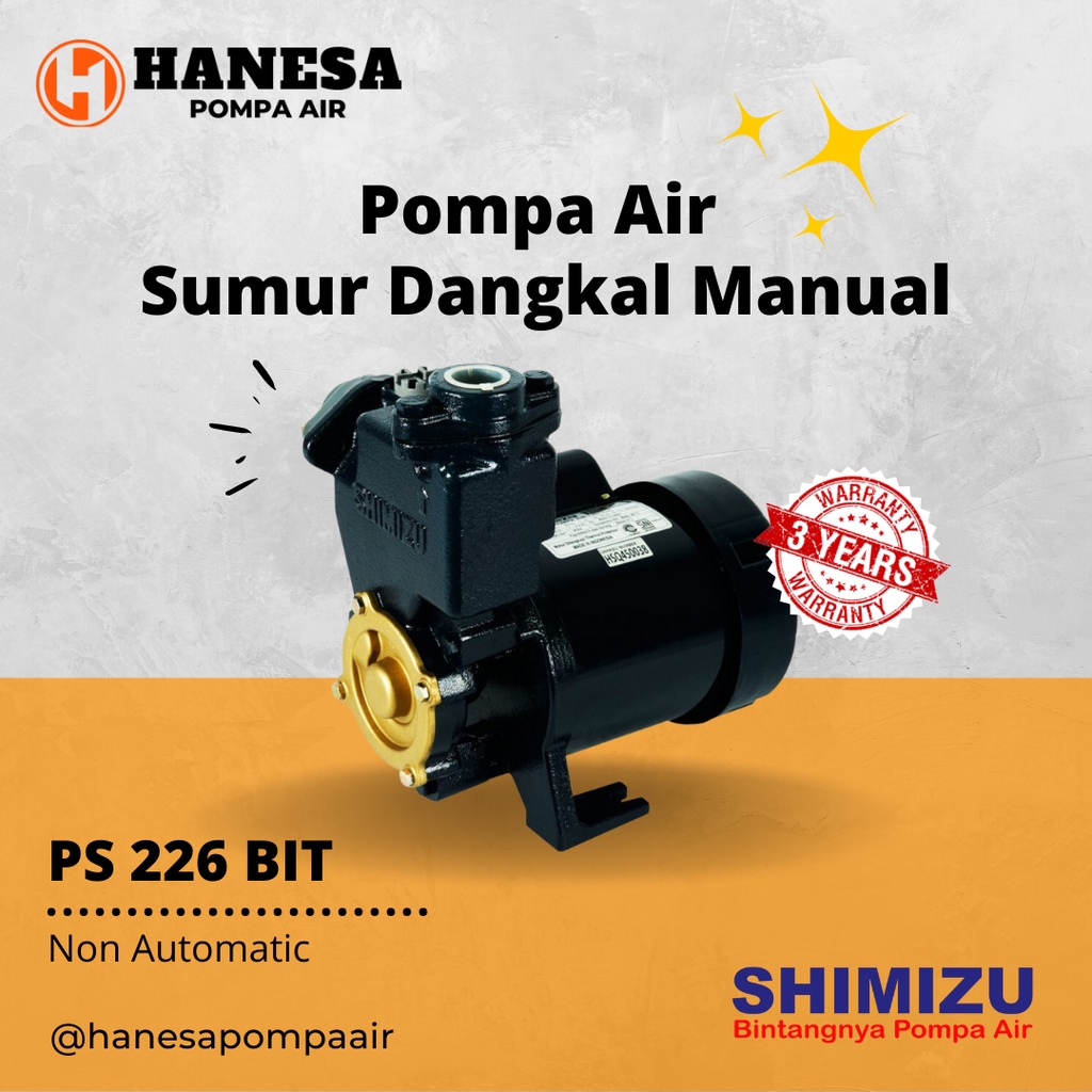 Jual Shimizu PS 226 BIT Pompa Air Sumur Dangkal Non Otomatis | Shopee ...
