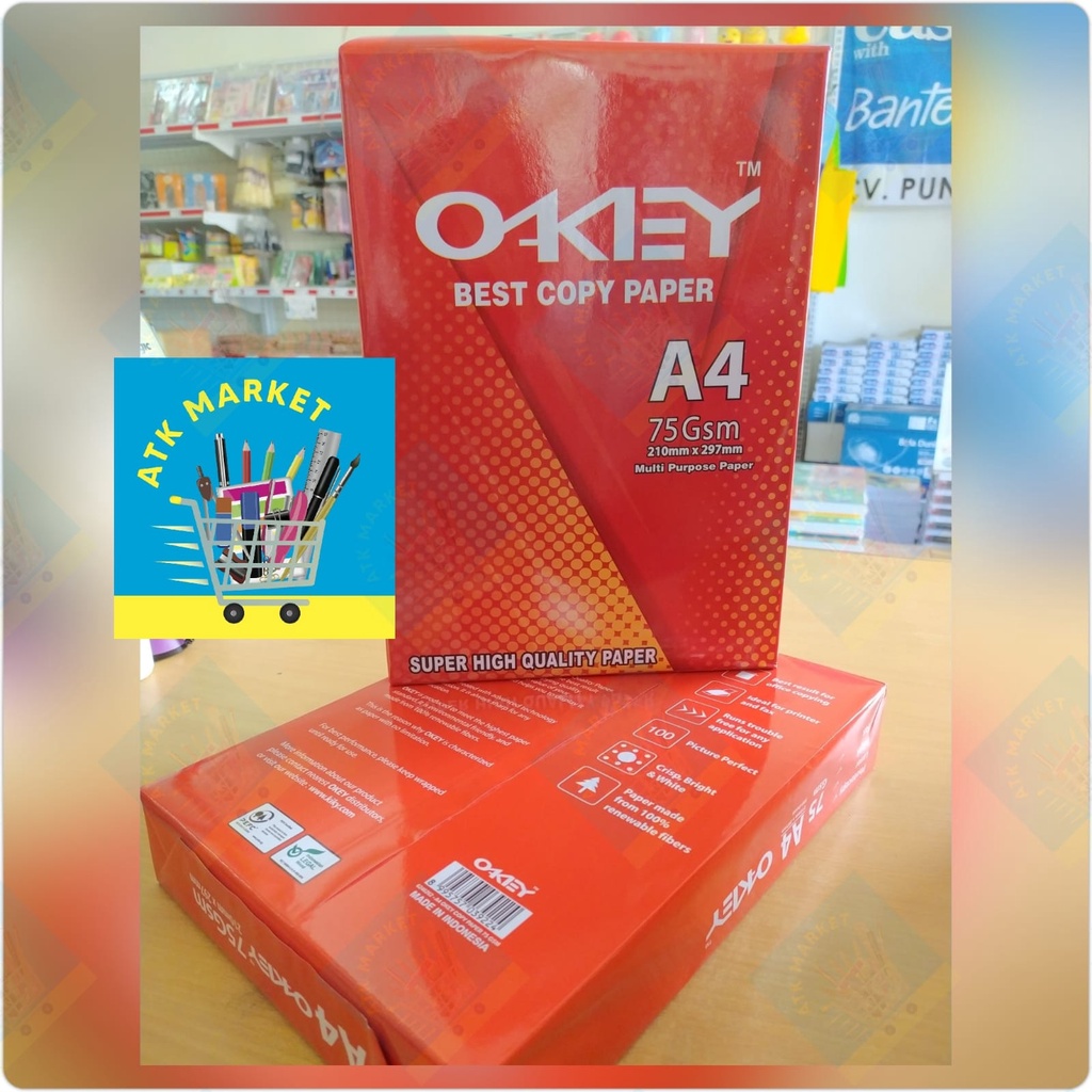 Jual Kertas A4 Foto Copy HVS 75 gr / 75 gsm / 75 gram OAKEY / OKEY ...