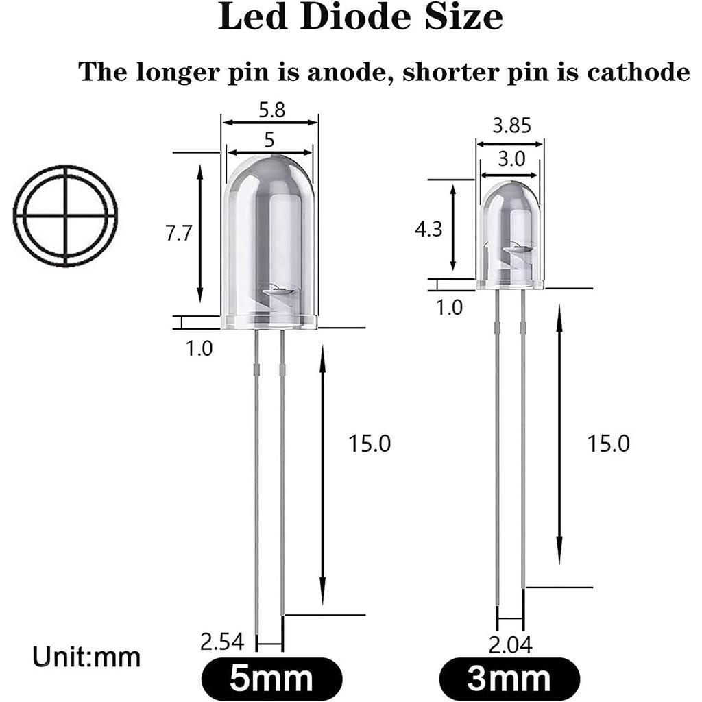 Jual Lampu LED Dioda Diode F5 Diffused 5mm 5 mm Warna Kuning Biru Merah ...