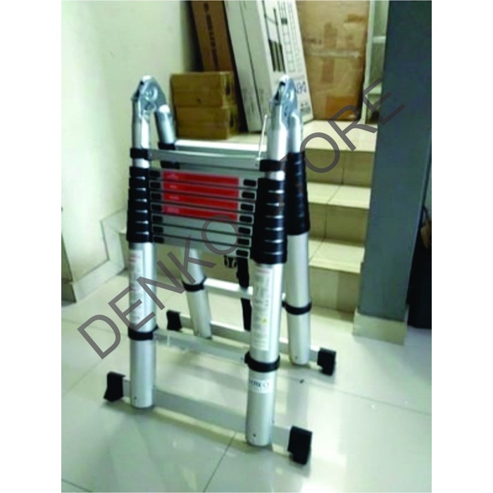 Jual Tangga Lipat Alumunium Double Telescopic 12 Step | Shopee Indonesia