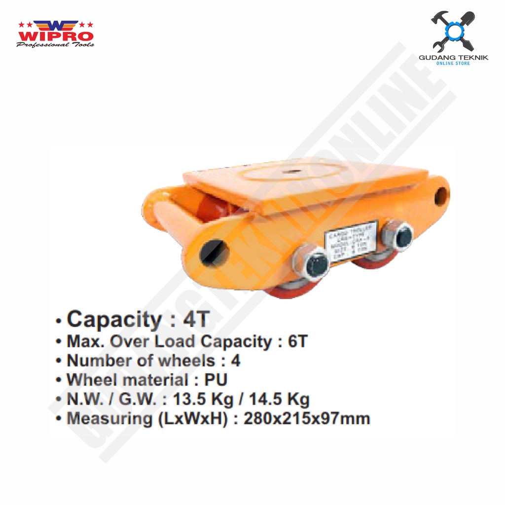 Jual Roller Tank Cargo Trolley 6 Ton WIPRO CRO-4 / Roller Mover Tank ...
