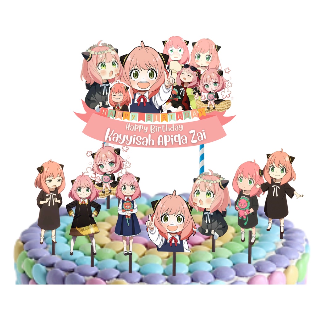 Jual Topper custom nama Anya Spy x family / hiasan kue happy birthday ...