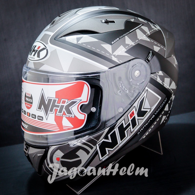 Jual NHK HELM GP PRIME FORTIUS | BLACK SILVER DOFF | DOUBLE VISOR | MICROLOCK | Shopee Indonesia