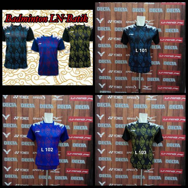 Jual Baju Badminton Lining Baju Kaos Li-Ning Motif Batik Kaos Olahraga ...