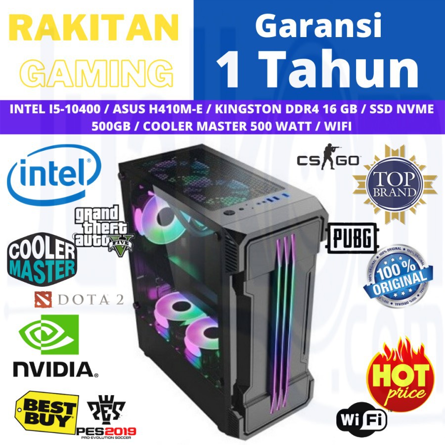 Jual Komputer PC RAKITAN Gaming Intel Core i5 10400 16GB SSD 500GB NVMe | Shopee Indonesia