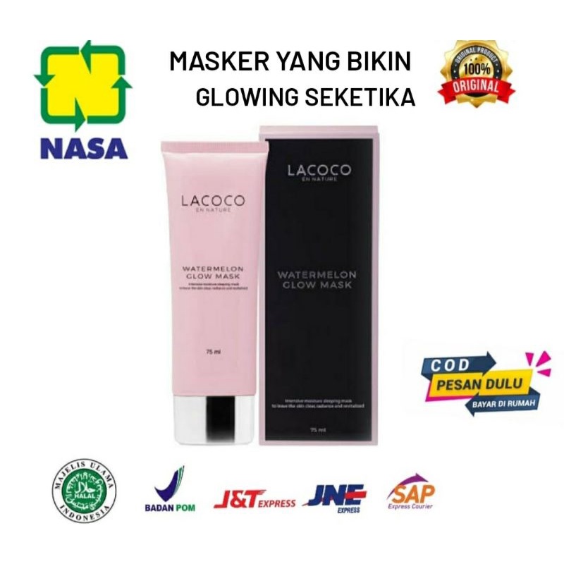 Jual MASKER LACOCO WATERMELON GLOW MASK NASA ( AMAN ORIGINAL ) | Shopee ...