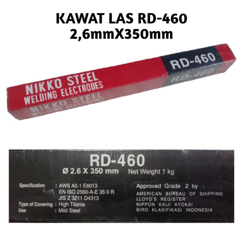 Jual KAWAT LAS RD-460 2,6MM | 2.6mmX350mm | 1KG |KAWAT LAS NIKKO STEEL ...