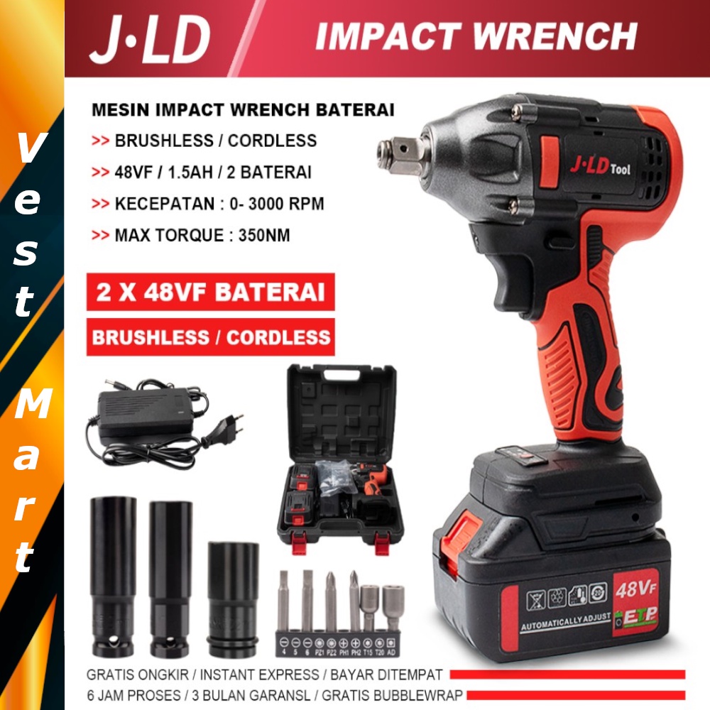 Jual Impact Wrench JLD Tools Mesin Bor 48volt Brush-less CORDLESS IMPACT WRENCH DRILL | Shopee ...
