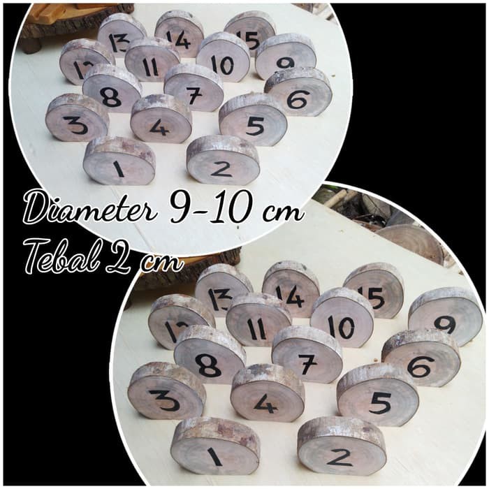 Jual Wood slice table numbers wedding diameter 10 cm | Shopee Indonesia