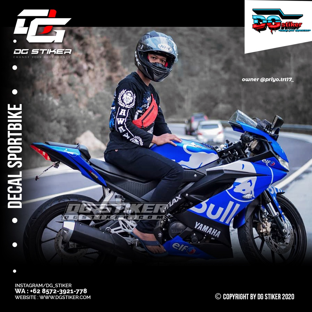 Jual decal r15 v3/ stiker r15/stiker motor r15 v3 Biru Redbull | Shopee ...
