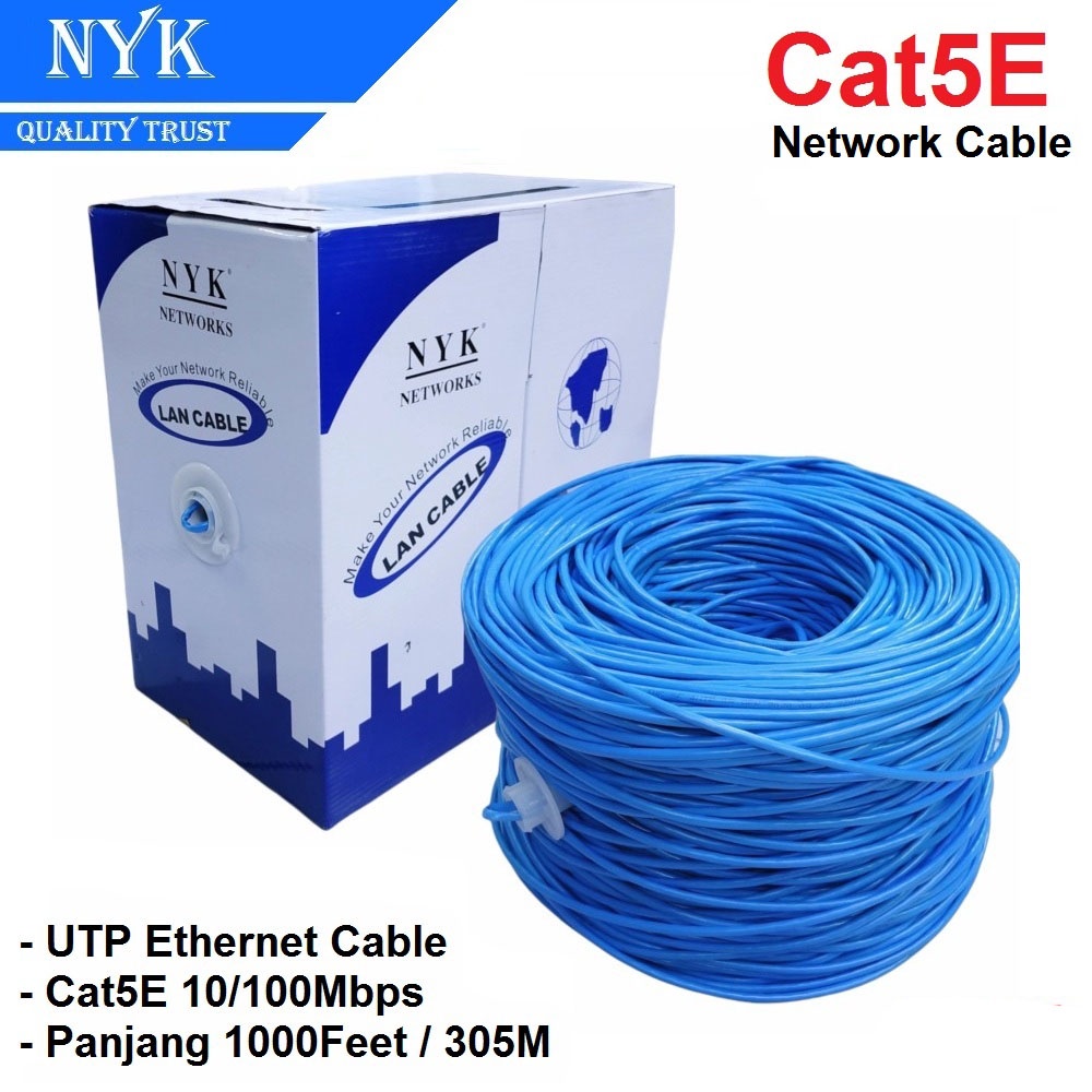 Jual Kabel Lan UTP Cat5e Ethernet NYK Internet Cable 305M | Shopee ...