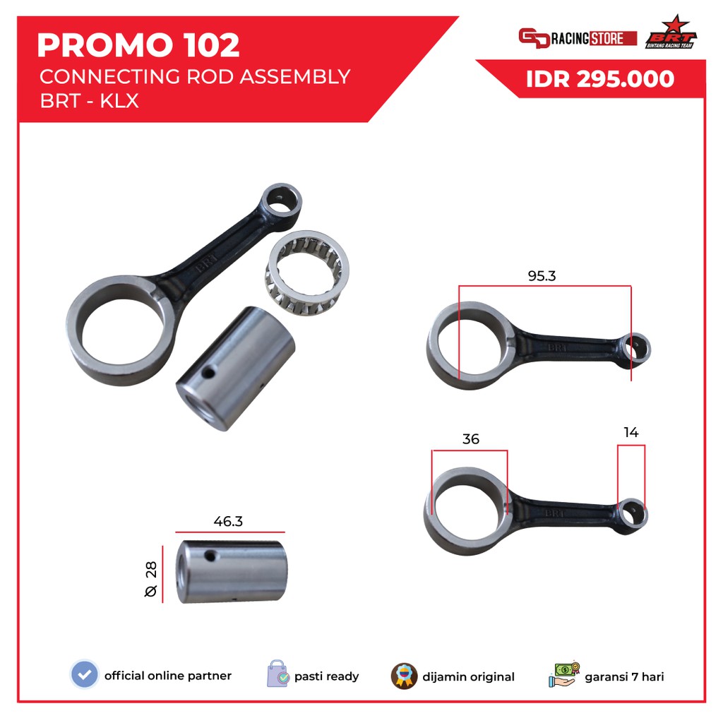 Jual BRT Connecting Rod - Conrod - KLX 150 - CRF 150 - Jupiter Z - MX ...