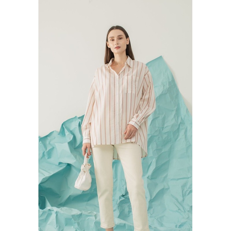 Jual OUDRE Dalmi Top in Stripe Pink NEW WITH TAG | Shopee Indonesia