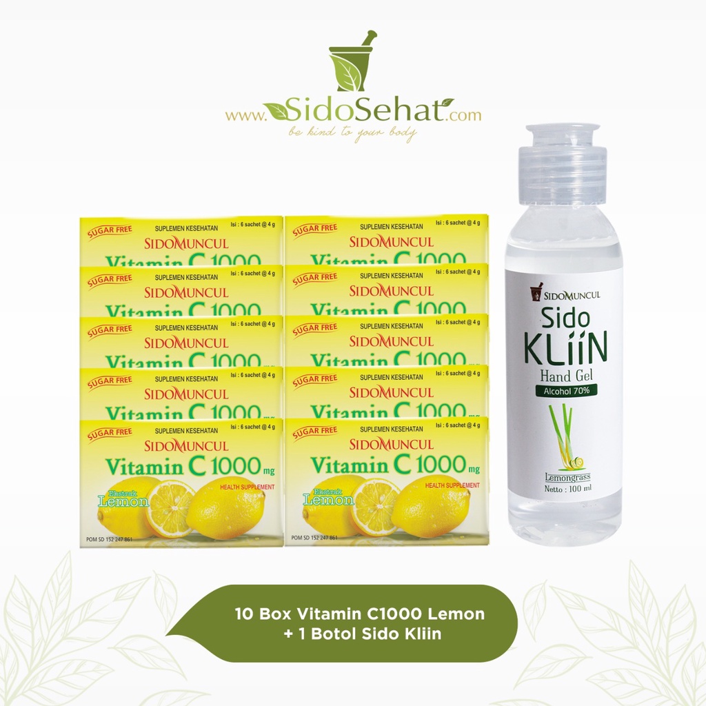 Jual Paket Vit C Lemon (10'P) + Sido Kliin (1 Btl) | Shopee Indonesia