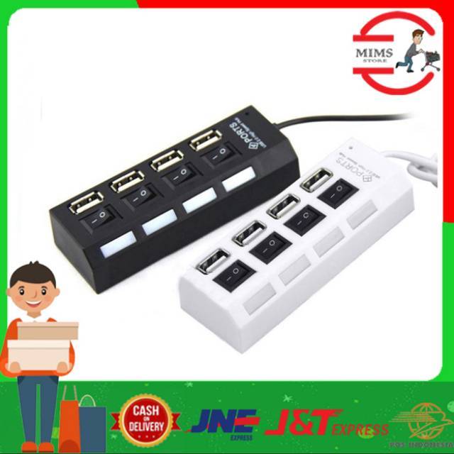 Jual USB HUB 4 Port On Off Switch LED Hitam / Putih | Shopee Indonesia