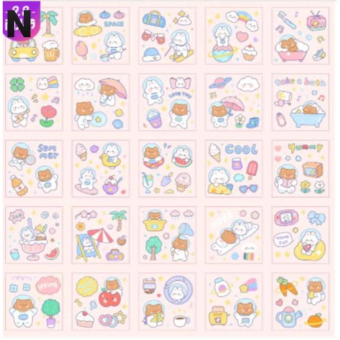 Jual Stiker Aesthetic 25 Lembar | Sticker PVC PET 25 lembar Anak Kecil ...