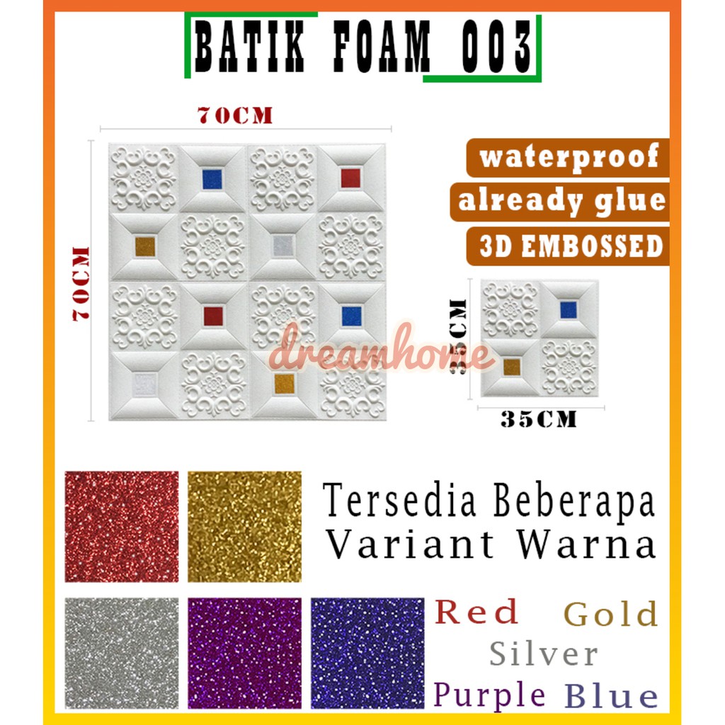 Jual Wallpaper Dinding Foam Stiker Dinding 3D Timbul Batik Foam Size 70 ...