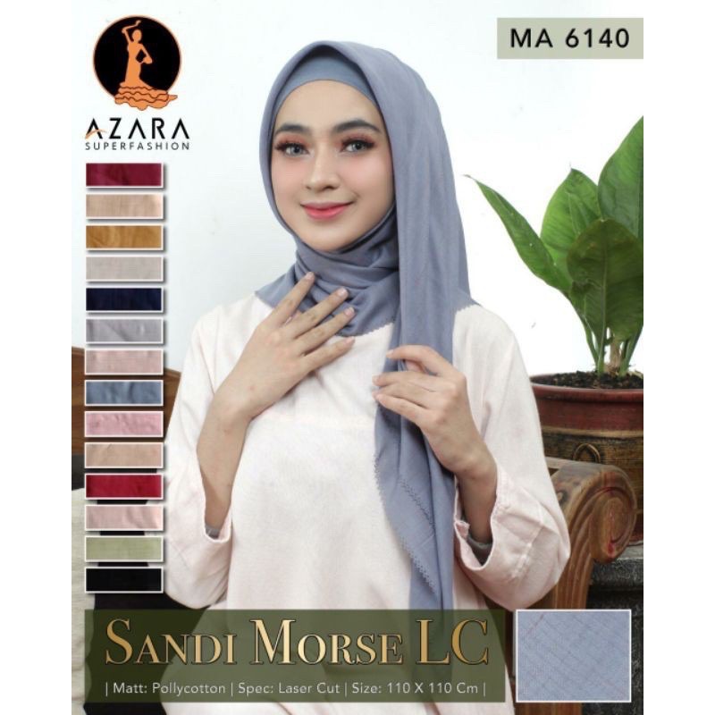 Jual [fafihijab] Original Sandi Morse Lc Azara Hijab Segiempat Voal