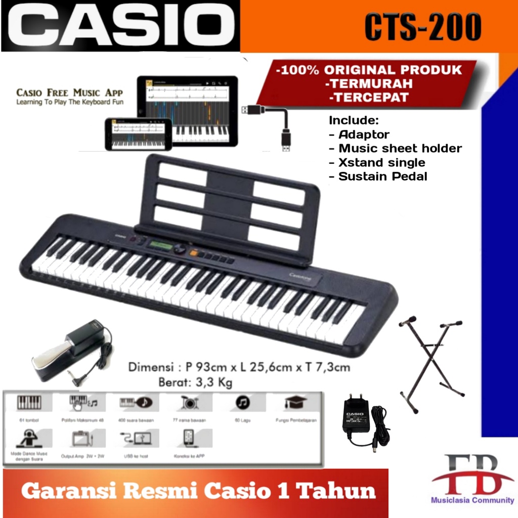 Jual Keyboard Casio CTS 200 / CT S200 / Alat Musik Keyboard CT-S 200 ...