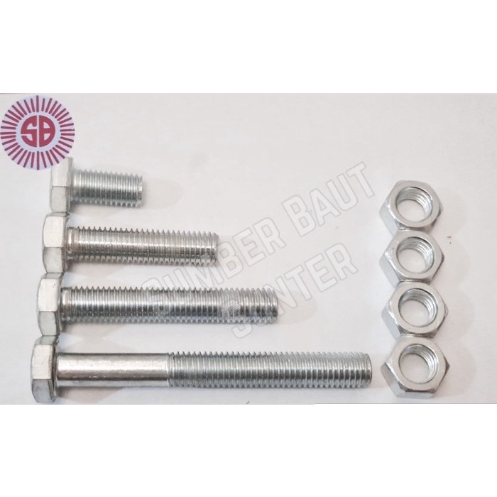 Jual M7x25 Baut Mur Hexagon Putih BMP Hex 7x25 Kunci 11 Galvanis | Shopee Indonesia