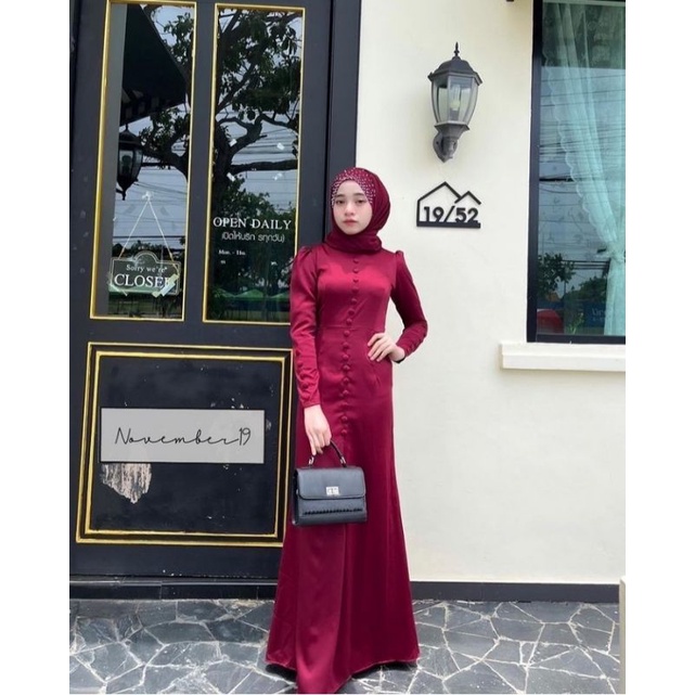 Jual Jahit dress gamis kondangan bahan satin velvet model melayu rok ...
