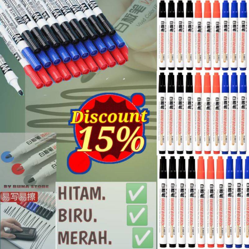 Jual 3Pcs Spidol WhiteBoard Marker Spidol Y-6817 Easy Erasing Alat ...