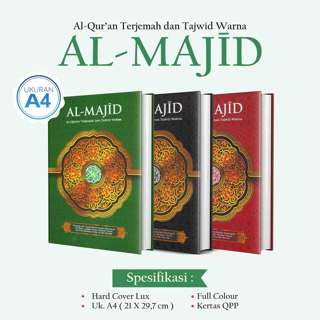 Jual Al quran Besar Terjemah Tajwid Almajid Alquran Mushaf A4 Warna ...