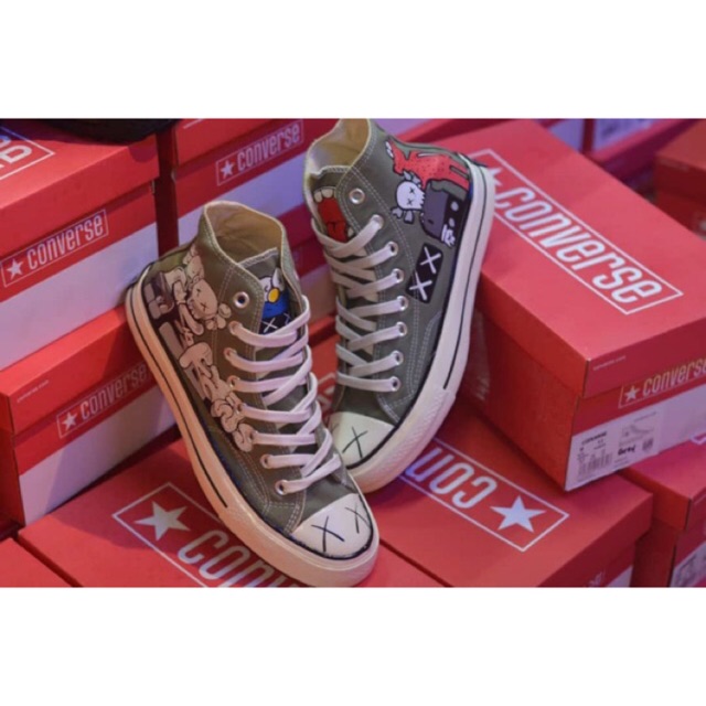 Jual KAWS x Converse Chuck Taylor All Star 70s Green Army Egret Hi ...