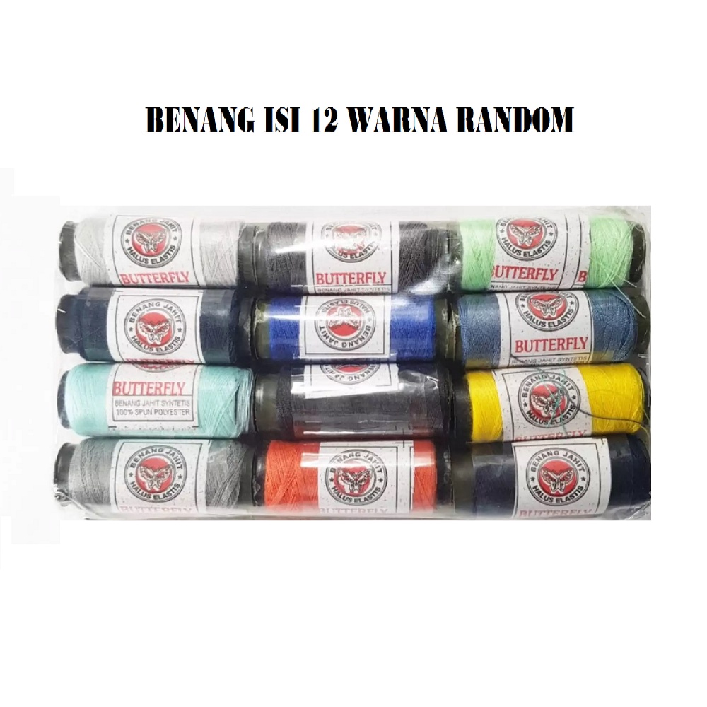 Jual {1SET ISI 12PCS} Benang Jahit / Benang Baju / Benang Polyester ...