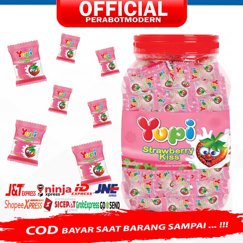 Jual Permen Yupi Kemasan Toples Yupi Strawberry Kiss 300gr | Shopee ...