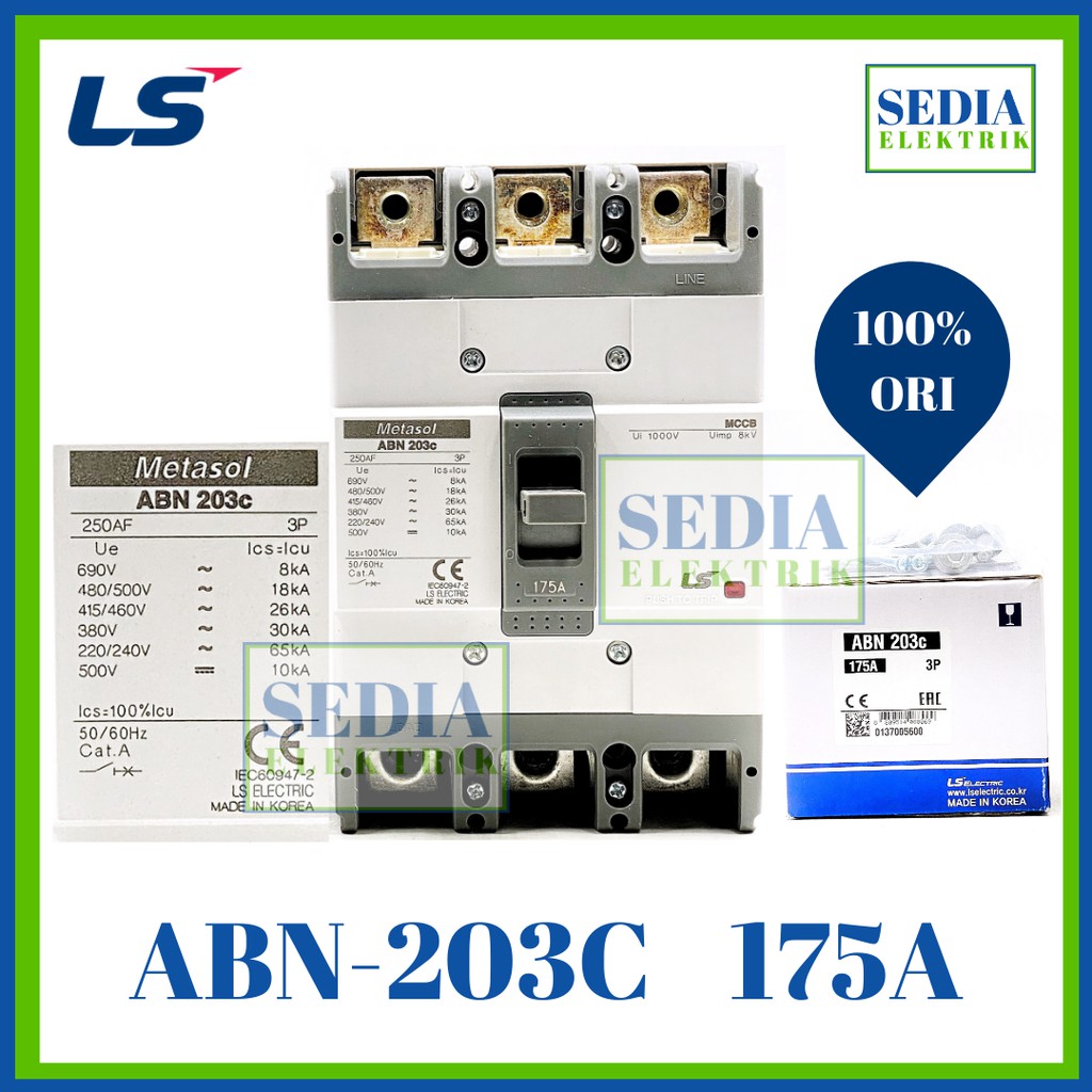 Jual LS MCCB MCB ABN-203C-175A 203C 175A ABN203C 3P | Shopee Indonesia