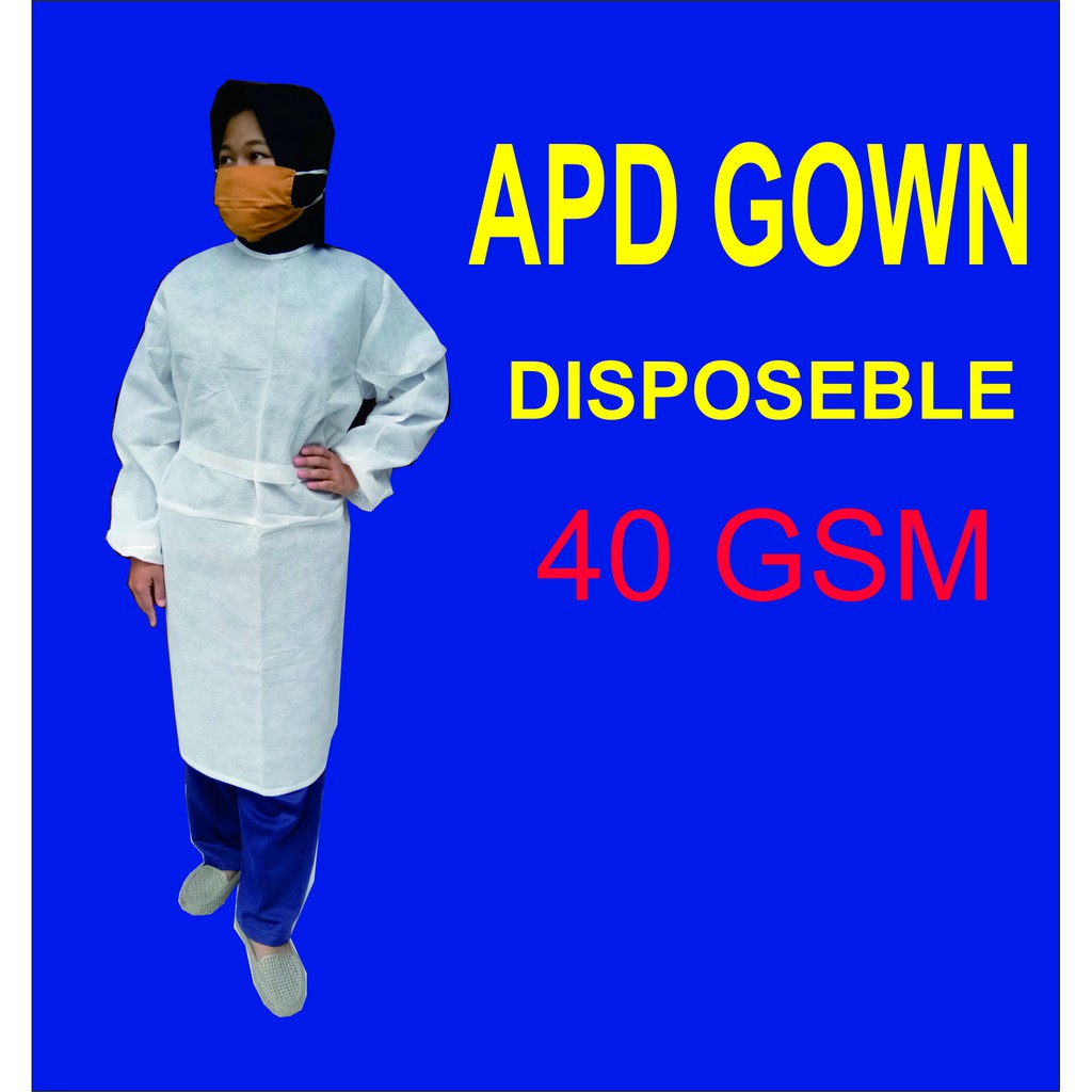 Jual GOWN MEDIS / SURGICAL GOWN / APD GOWN DISPOSABLE 40GSM | Shopee ...