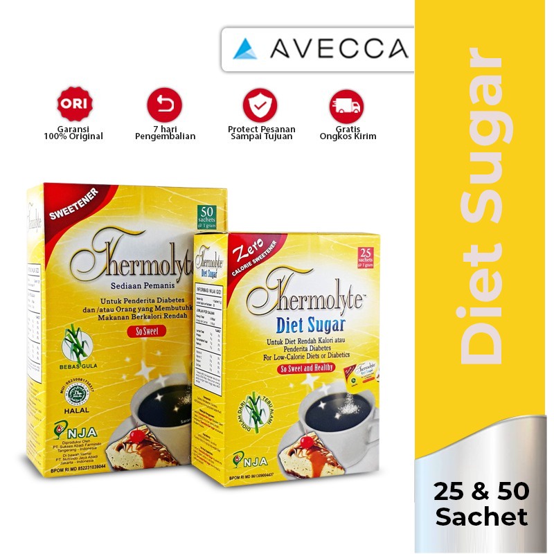 Jual Thermolyte Diet Sugar 25 Sachet / 50 Sachet @1gr/ Gula Tanpa ...